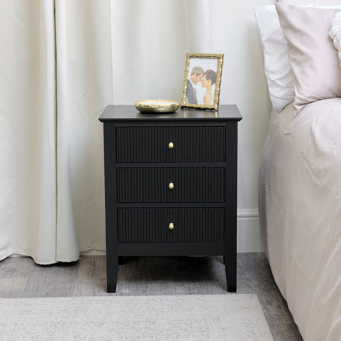 3 Drawer Bedside Table - Hales Black Range – Melody Maison Ltd