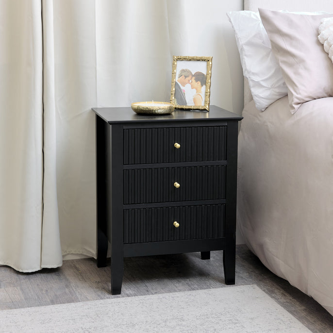 3 Drawer Bedside Table - Hales Black Range – Melody Maison Ltd