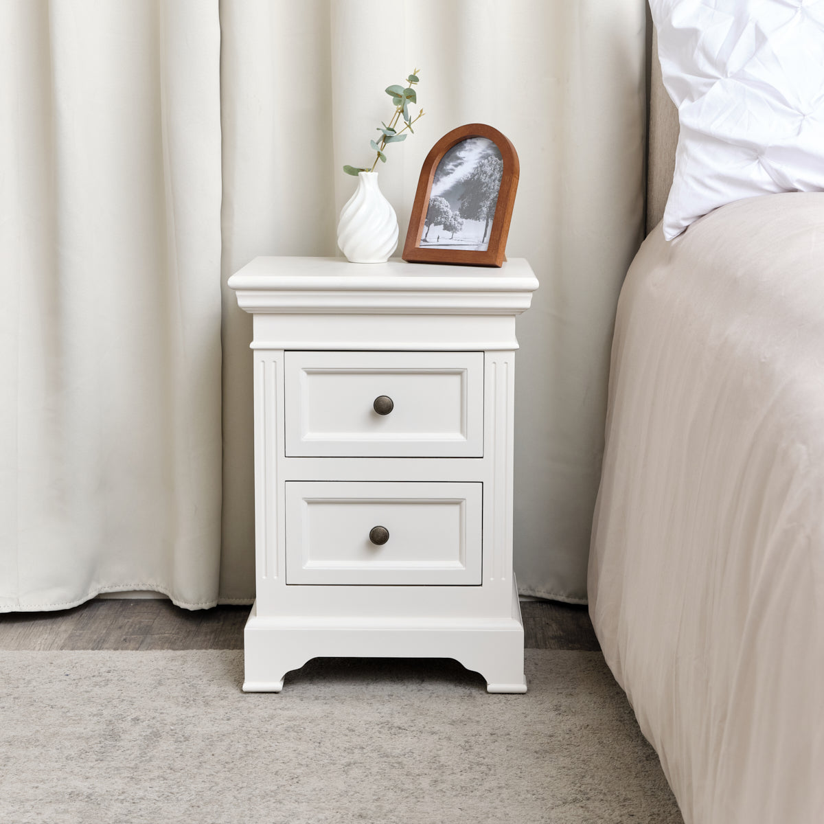 Ivory Two Drawer Bedside Table - Daventry Ivory Range – Melody Maison