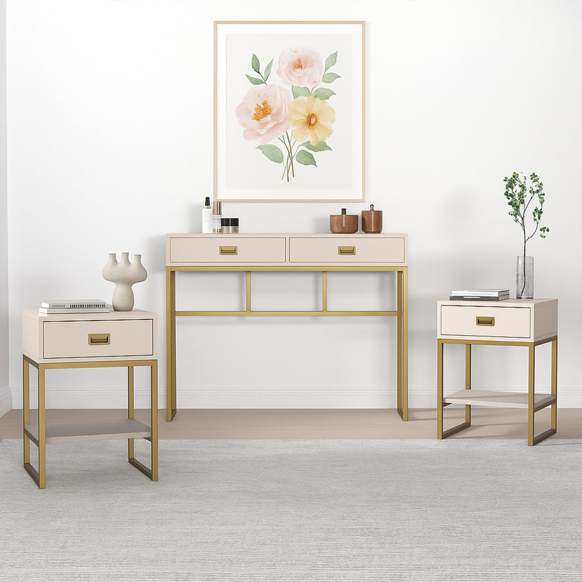 Large 2 Drawer Dressing Table and Pair of Bedside Tables - Elle Stone ...
