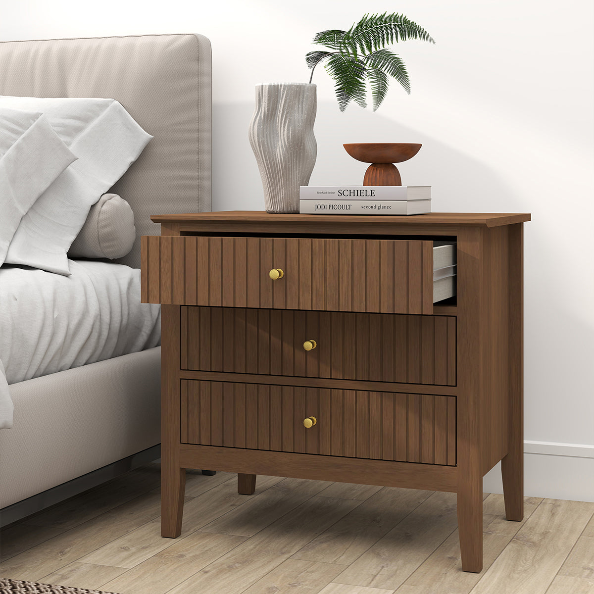 Large 3 Drawer Bedside Table - Hales Dark Wood Range – Melody Maison Ltd