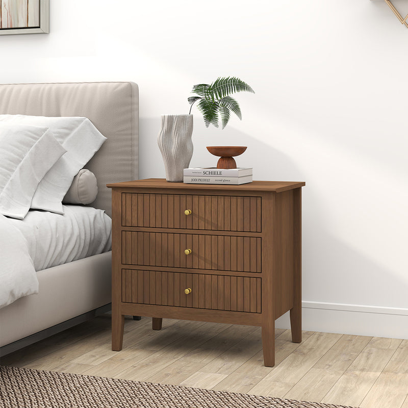 Large 3 Drawer Bedside Table - Hales Dark Wood Range – Melody Maison Ltd