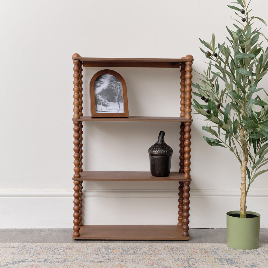 Brown Wooden Bobble Framed 4 Tier Shelf – Melody Maison
