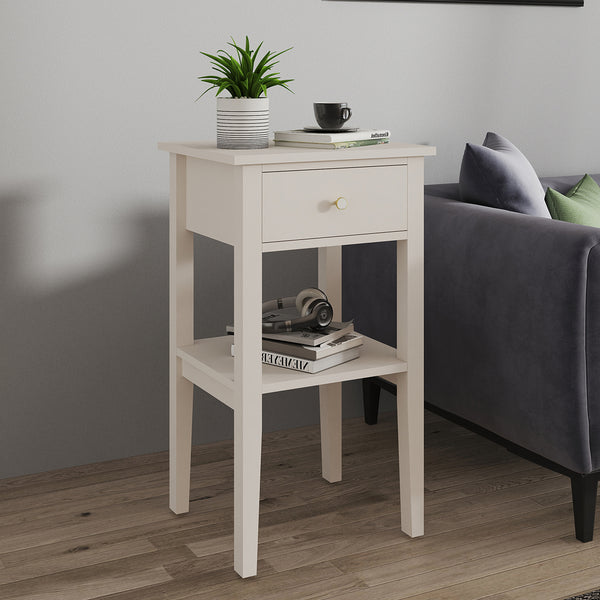 One Drawer Bedside Table - Abbey Pale Ivory Range – Melody Maison