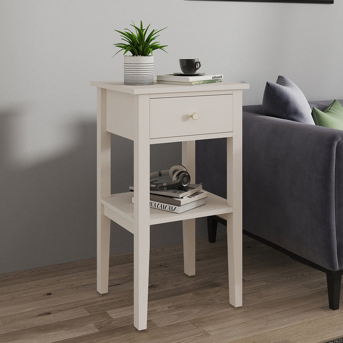 One Drawer Bedside Table - Abbey Pale Ivory Range – Melody Maison