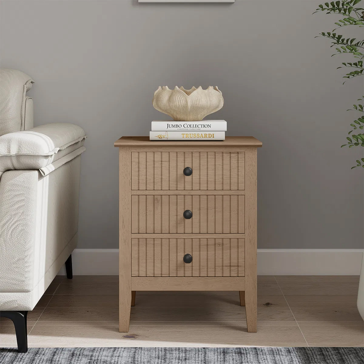 Pair of 3 Drawer Bedside Tables - Hales Pale Wood Range – Melody Maison Ltd