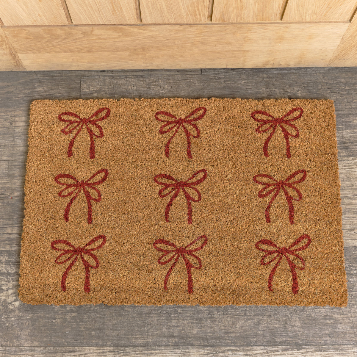 Red Bow Detail PVC Backed Coir Doormat 60cm x 40cm – Melody Maison Ltd