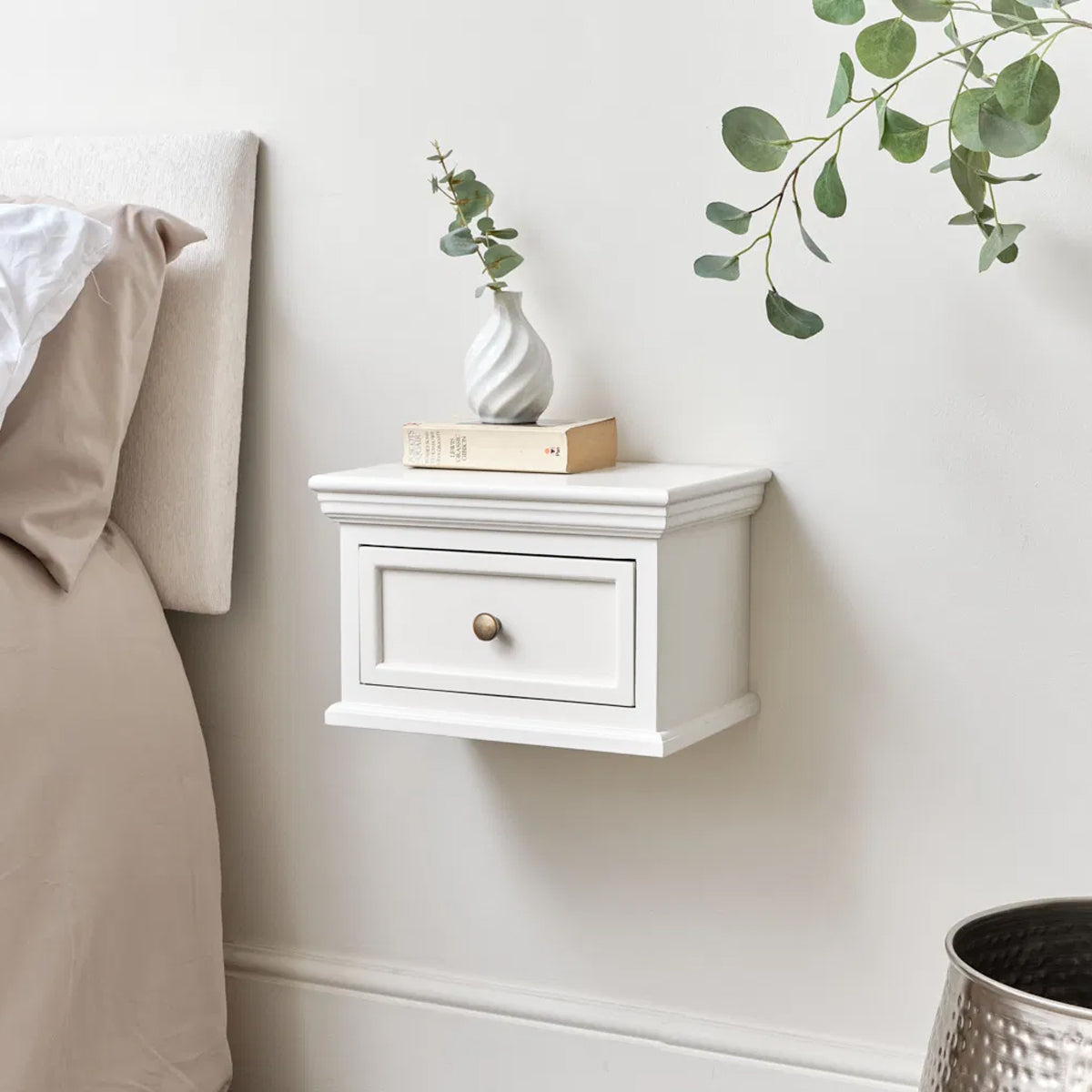 White Wall Mounted Bedside Table - Daventry White Range – Melody Maison Ltd